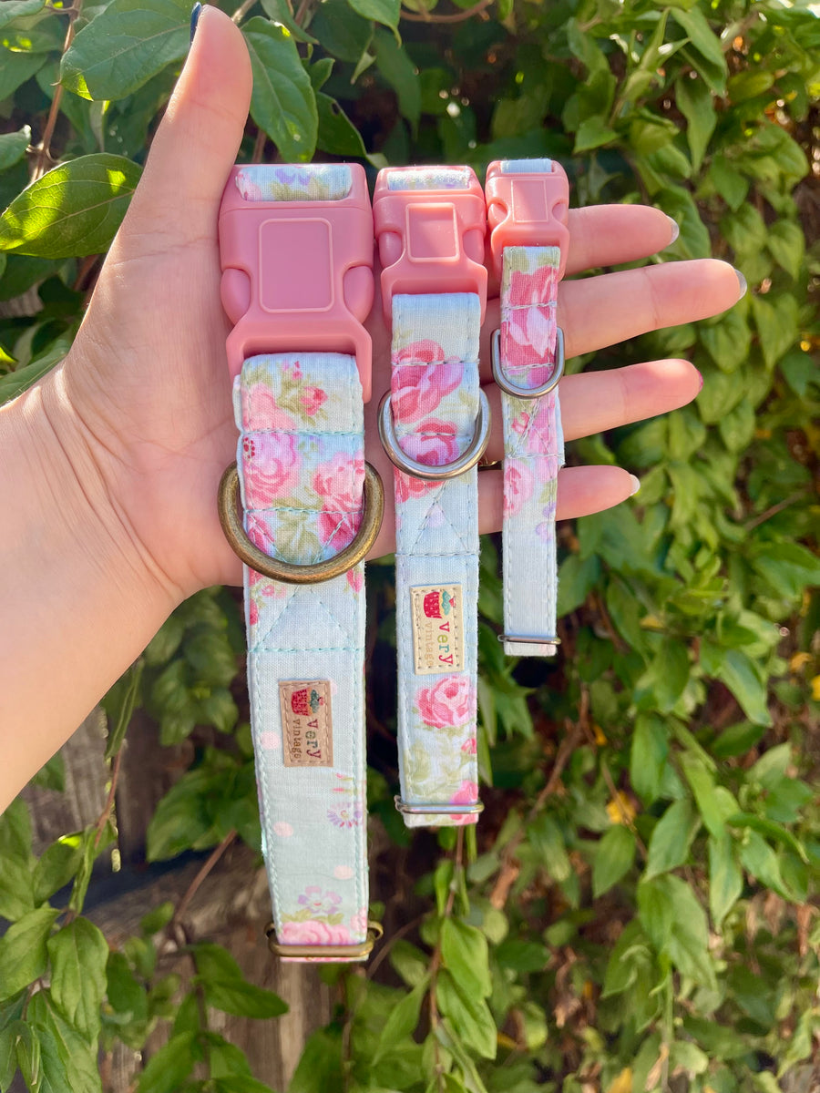 Pink Floral Dog Collar – Cottagecore Vintage Style – Handmade USA ...