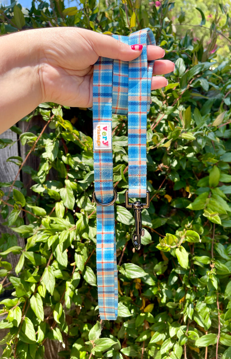 Plaid Dog Leash – Recycled Blue and Orange Lead – Lightweight & Durable ...