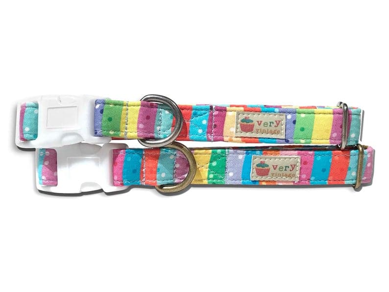 Handmade Organic Cotton Rainbow Stripe Dog Collar | LGBTQ Pride & Polka ...